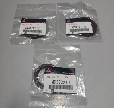 Genuine Mitsubishi - V6 Seal Set - Cam Seal 2x MD372536 & Crank Seal 1x ...