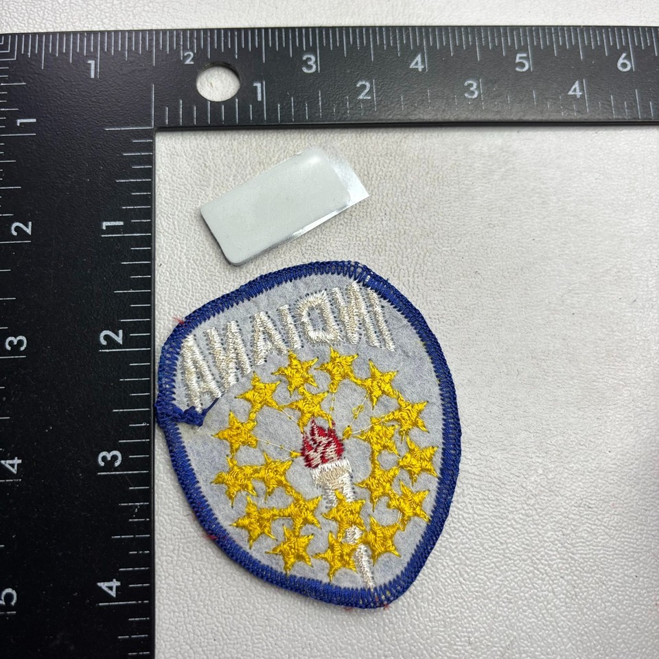 Vintage STATE OF INDIANA Patch + TINY SIZE STATE OF INDIANA Sticker ...