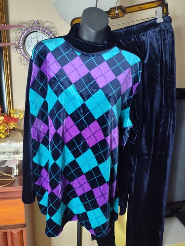 Cricket Lane 2-pc Argyle Plaid Long Sleeve Velvet Sweater And Pants ...