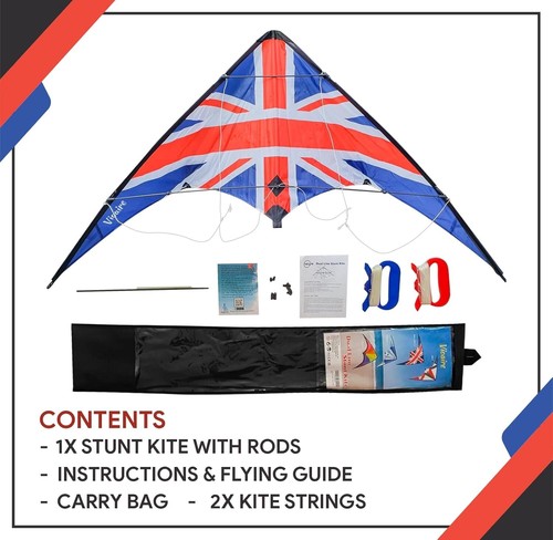Vioaire Stunt Kite Union Jack | Easy to Fly | Perfect for Both Kids and ...