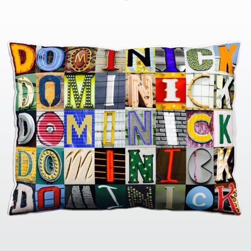 Personalized Pillow featuring the name DOMINICK in photos of actual ...