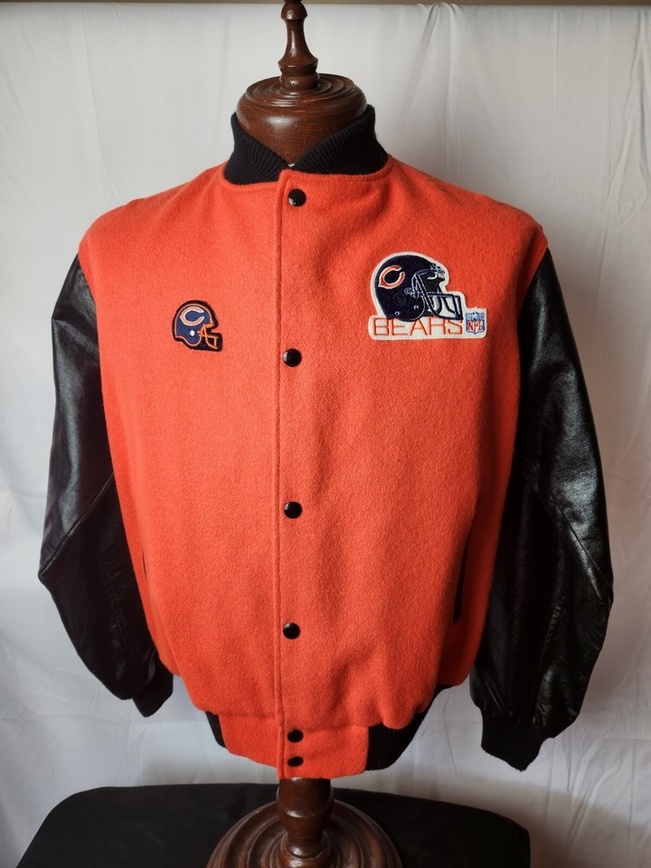 🚨🔥Vintage 80s Locker Line Chicago Bears Orange Wool Varsity Jacket ...