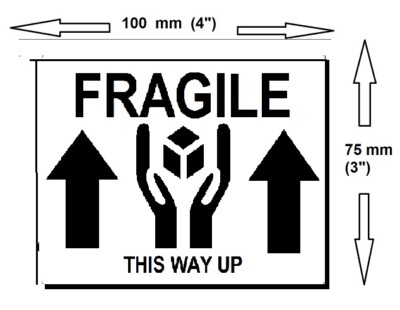 250 FRAGILE HANDS THIS WAY UP Packaging Roll Labels Stickers 100x75mm ...