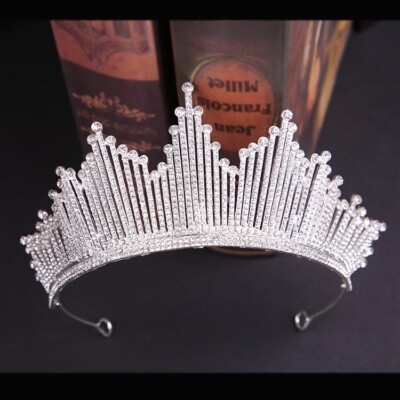 Bride Wedding Crown Tiara Silver Rhinestone Princess Queen Crystal ...