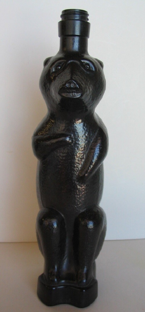 VINTAGE SMIRNOFF KUMMEL BLACK BEAR DECANTER GLASS BOTTLE 11.5 INCHES ...