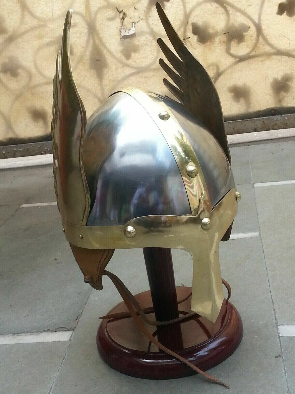 Medieval Norman Viking Winged Helmet King Fully Wearable w/ Liner new ...
