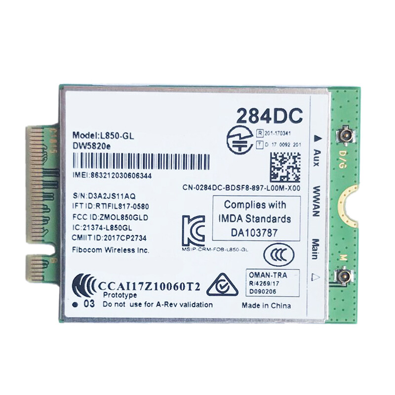 DW5820E L850- LTE 4G Card Module 0284DC 284DC for Laptop 3500 5400 ...
