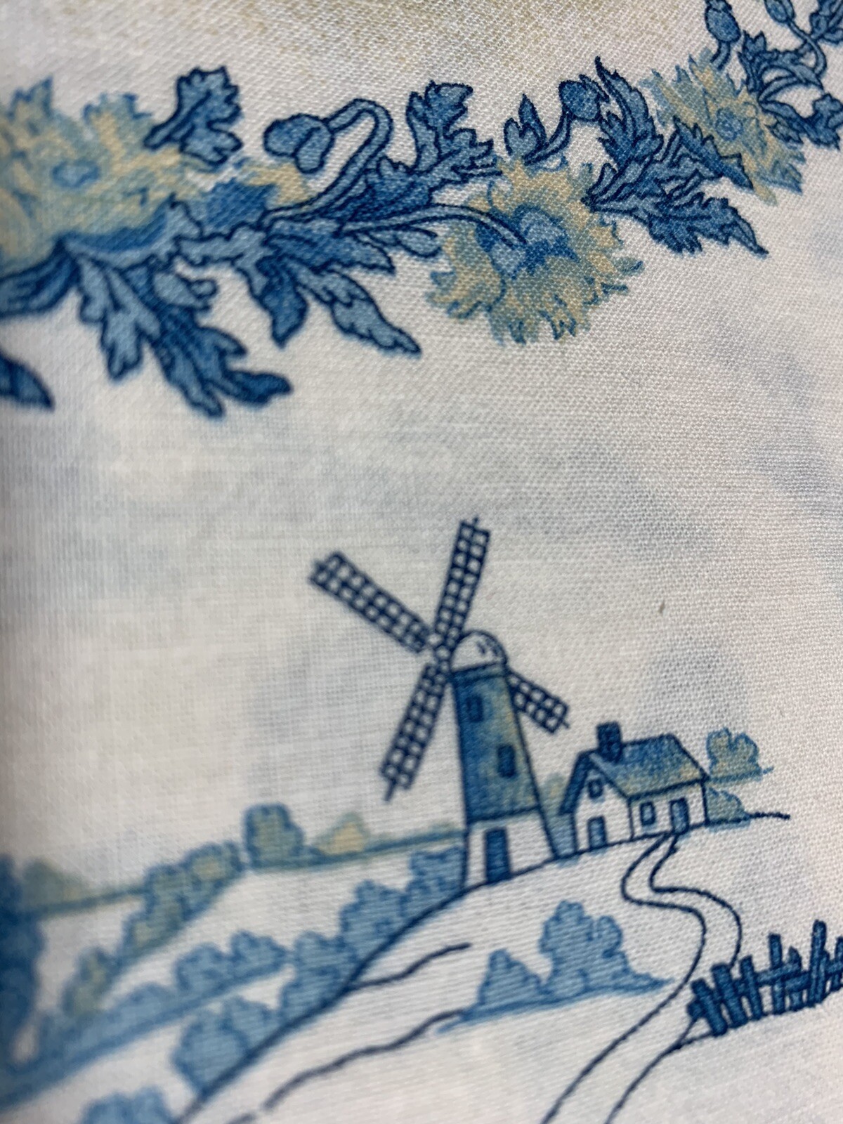 1 Yd RARE French Countryside Toile Child Print Cornflower Blue Cotton ...