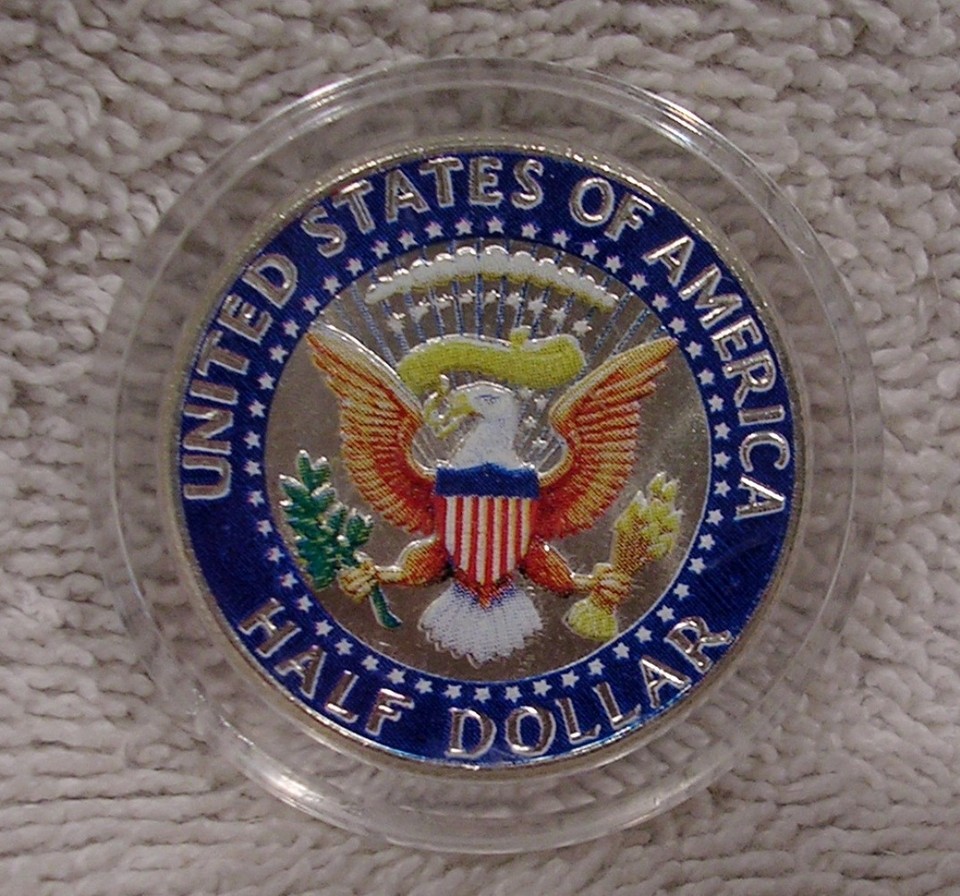 Colorized 1964 Kennedy Half Dollar - Painted on Both Sides - 90% Silver ...