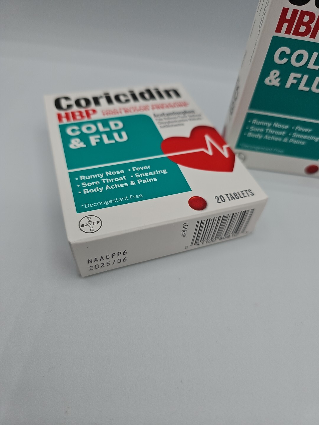 2 Pack Coricidin HBP Cold & Flu Relief Heart Health Decongestant Free ...