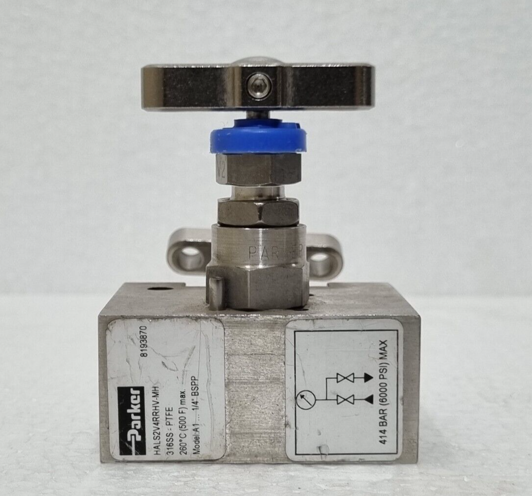PARKER HALS2V4RRHV-MH VALVE MANIFOLD 2 VALVES 316SS 260C MAX 1/4'' BSPP ...