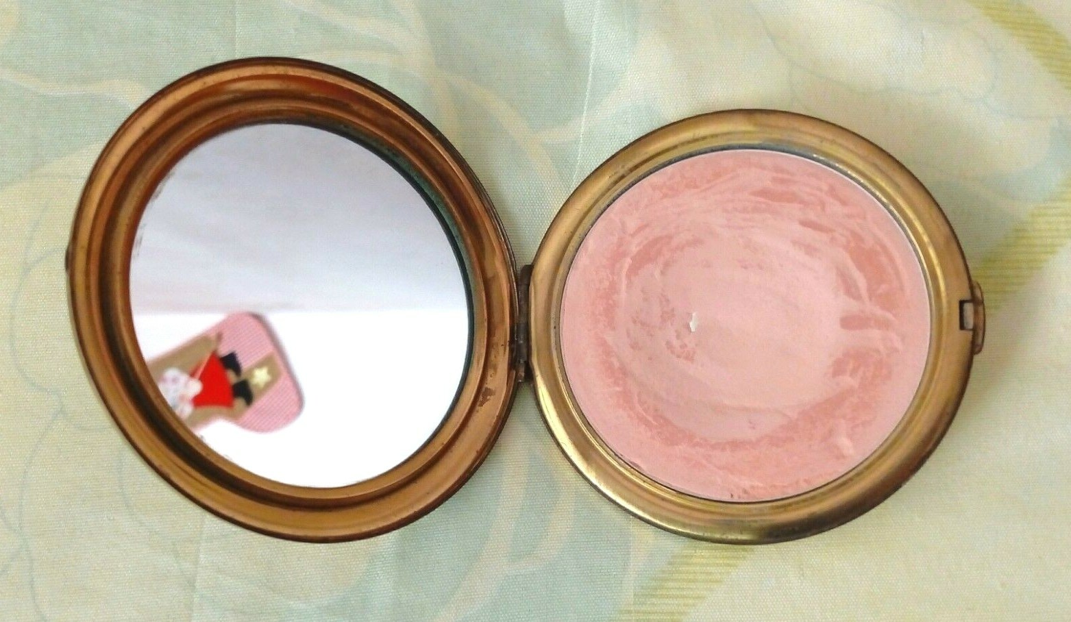 Vintage Powder Compact Mirror Mid-Century Enameled Vanity Makeup Rachel ...