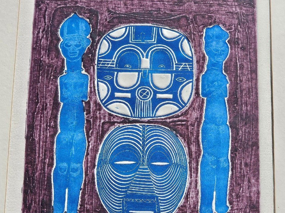 NATHANIEL BUSTION 1983 ORIGINAL MONO COLLAGRAPH MASK SERIES | eBay