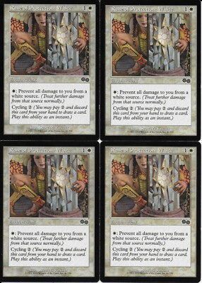 MTG: RUNE OF PROTECTION: WHITE Urza's Saga COMMON; played, Excellent x4 ...