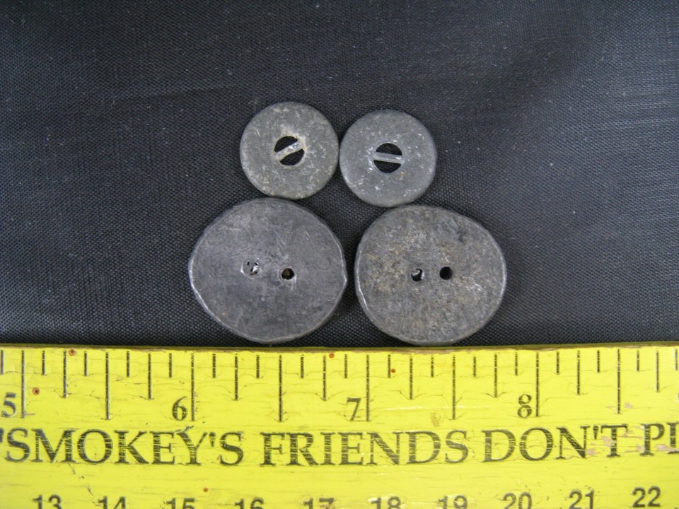 2 Lead 2 eye ANTIQUE GARMENT BUTTONS 7/8th" diameter Civil war ...