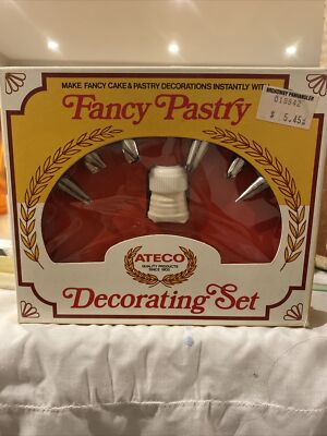 Vintage Ateco Fancy Pastry Decorating Set 334 Icing Bag Piping Nozzles ...