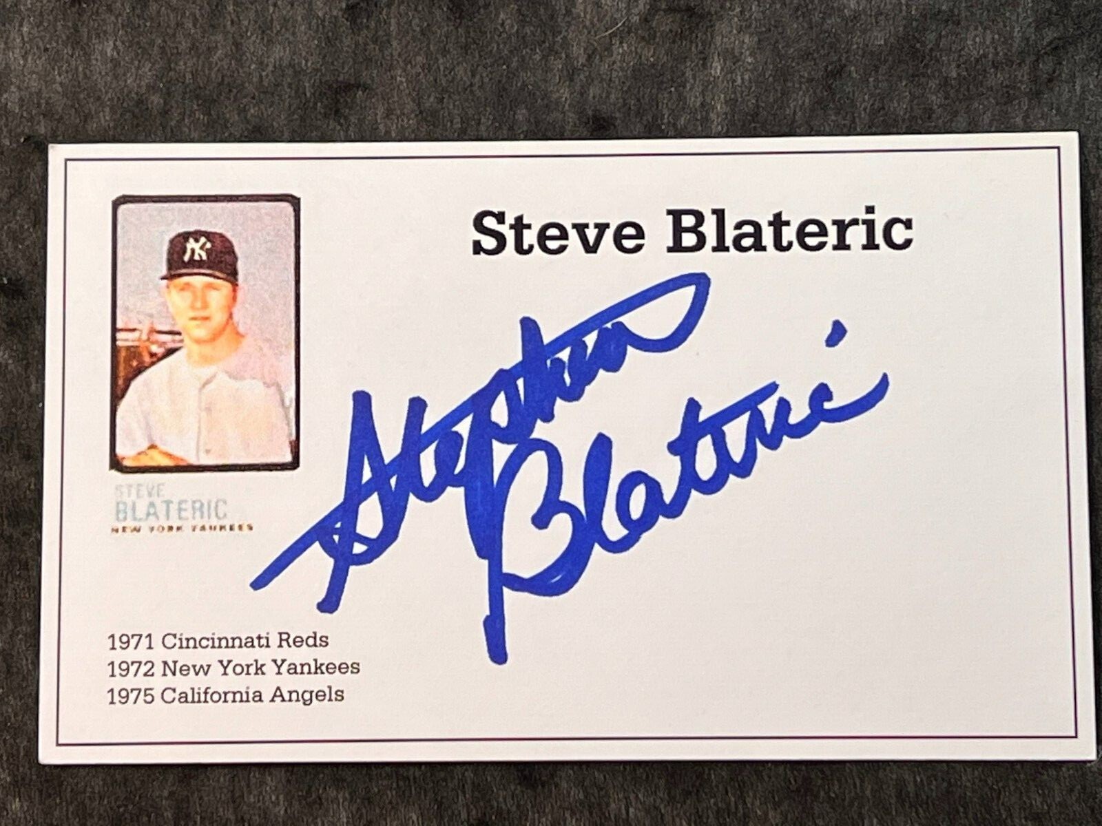 Autographed Index Card Steve Blateric | eBay