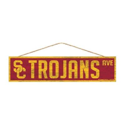 USC Trojans 4"x17" Wood Sign Avenue Design [NEW] NCAA Street Banner ...