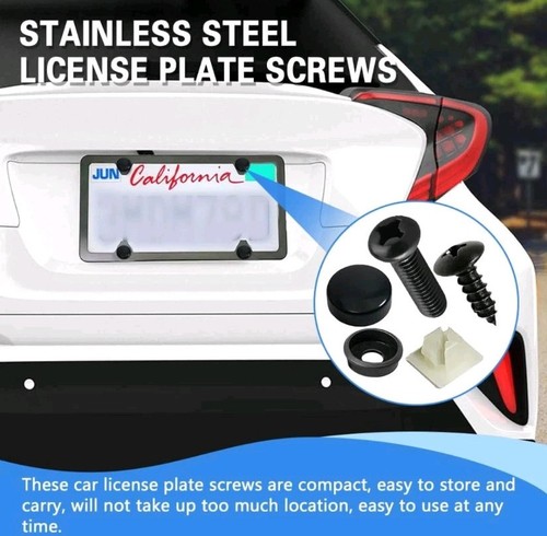 4 Set Black anti Theft License Plate Screws Kits, Rust Proof Stainless ...