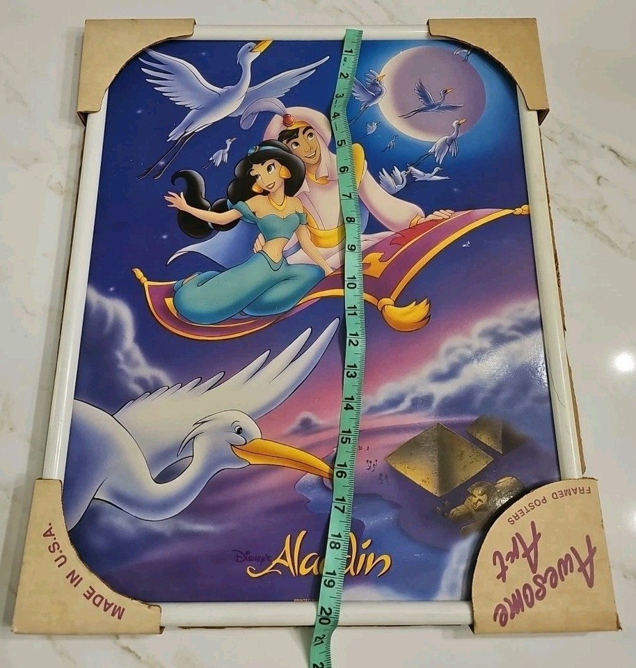 Vintage 90s Aladdin Original Framed Poster OSP Walt Disney 20x16 Made ...