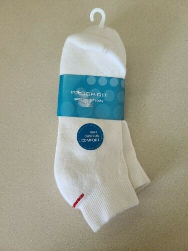Prospirit Men's Quarter Socks 2 Pair White Soft Cushion Comfort Size 10 ...