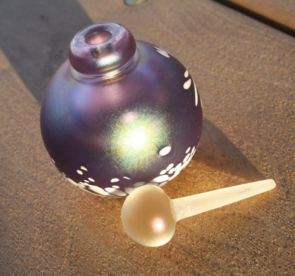 RARE Maytum Studio ART GLASS PERFUME BOTTLE Susan Mueller Iridescent | eBay