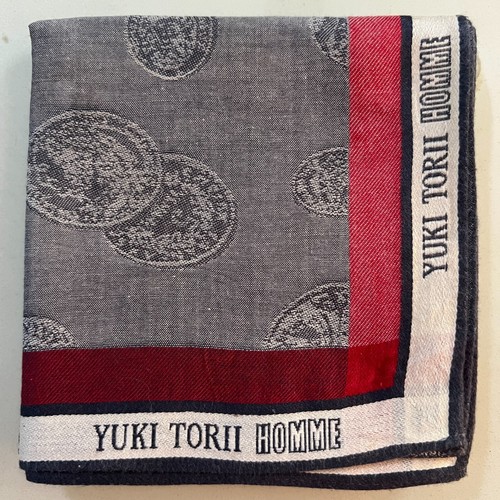 MAN JAPAN HANDKERCHIEF GRAY COINS CLASSIC COTTON VTG POCKET ART SQUARE ...