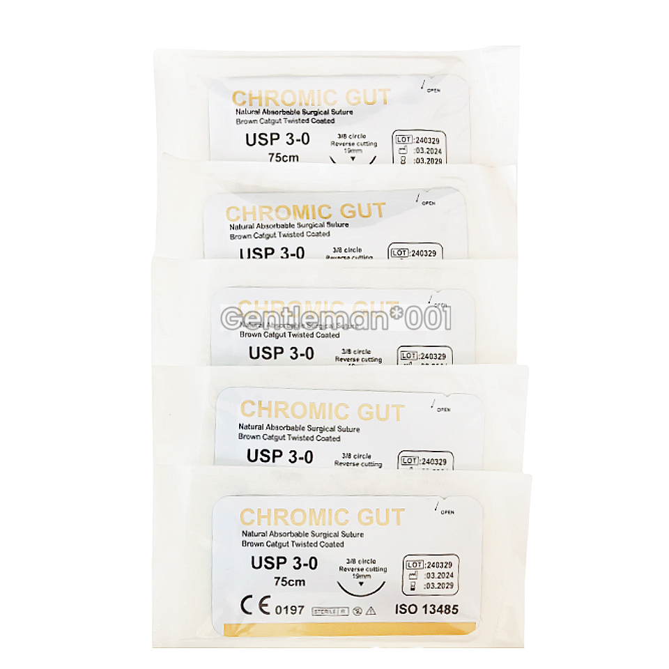 Chromic Gut Absorbable Dental Surgical Sutures Natural Needled Traning ...