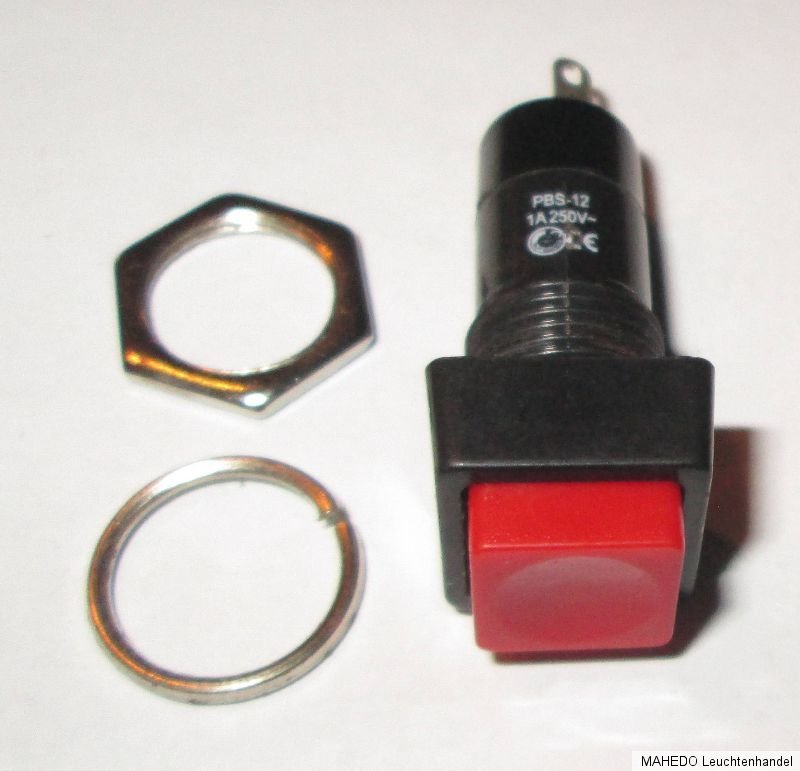 2x Einbau Geräte Netz Taster Einbautaster Drucktaster 230V 1-pol ...