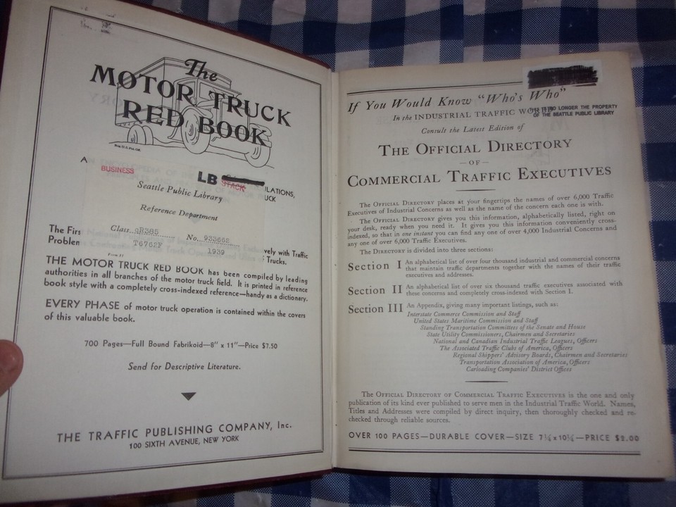 1939 The Freight Traffic Red Book | eBay
