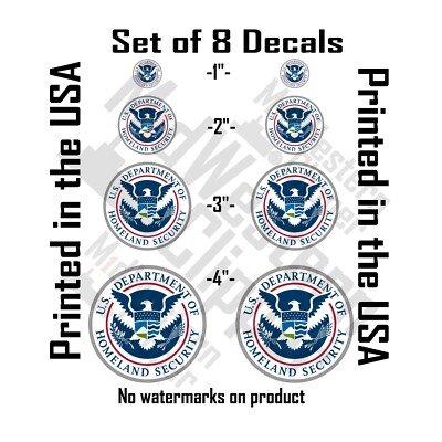 8 US Department of Homeland Security decals stickers. 4" DHS | eBay