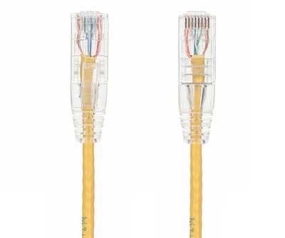 15ft Slim Cat6 28AWG UTP Ethernet Network Patch Cable Snagless, Yellow ...