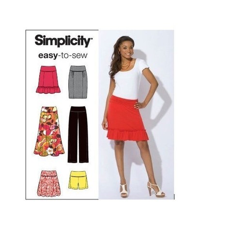 Simplicity Sewing Pattern 2608 Skirt Pants Shorts Knits Misses Size 4 ...