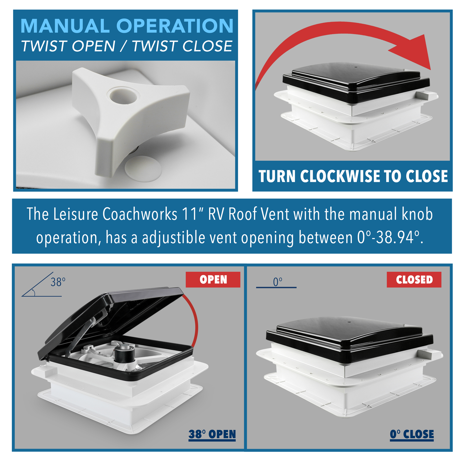 Leisure Coachworks NEW RV Roof Vent Fan 11" 2-WAY FAN Trailer Camper | eBay
