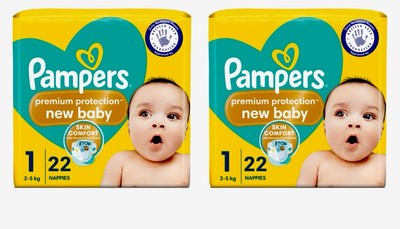 Pampers New Baby 44 Nappies Double Protection Skin Comfort 2-5 Kg Size ...