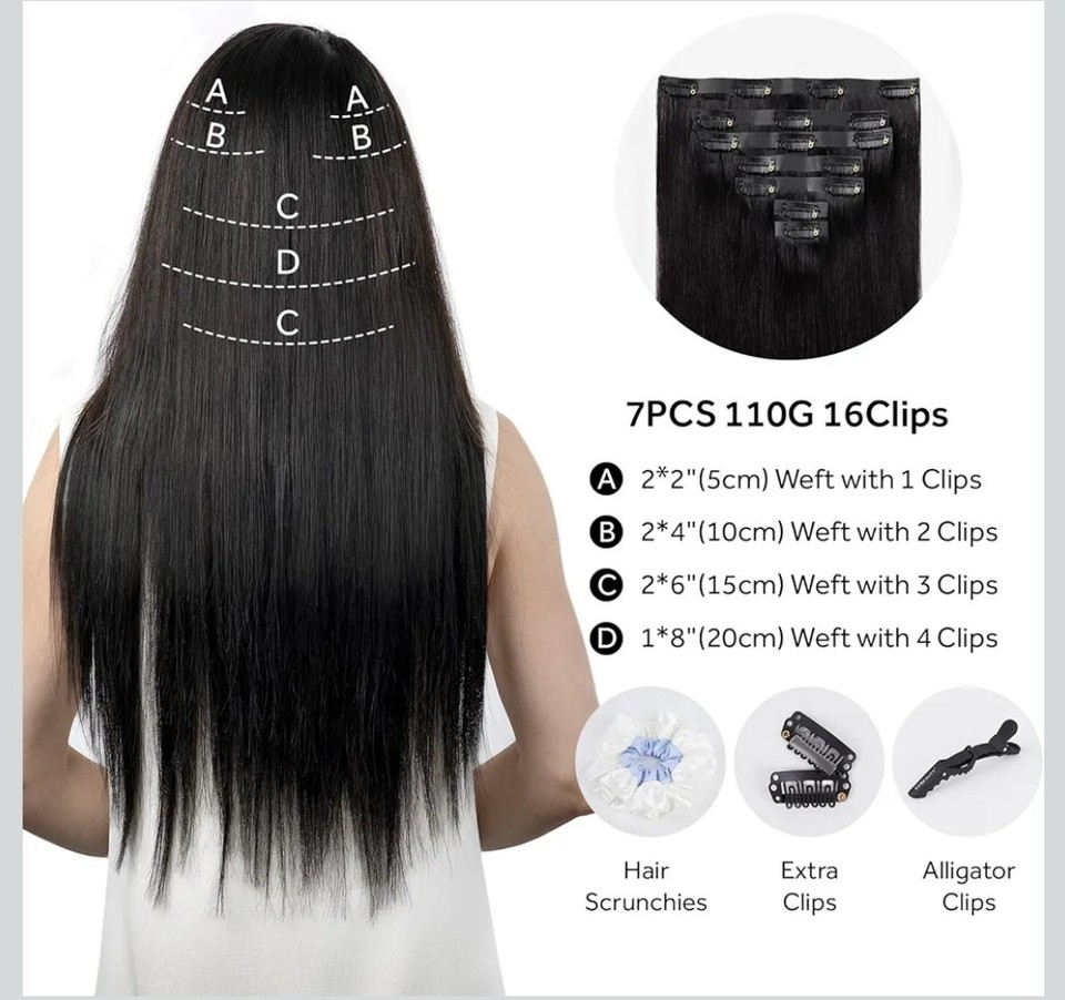 Clip in Hair Extensions, Real Human Hair Extensions, 100% Human Hair ...