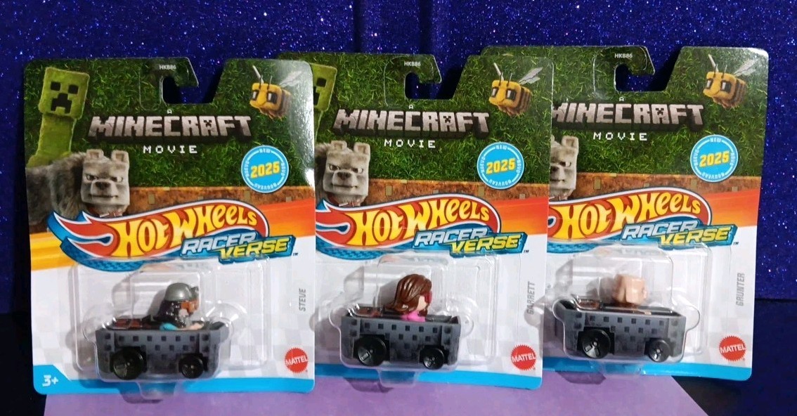 NEW 2025 Mattel 1:64 Hot Wheels RacerVerse A Minecraft Movie (SET OF 3 ...