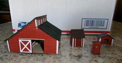 HO SCALE Train Pre-Built Horse Barn /Led Light, Chicken Coop, Out House ...