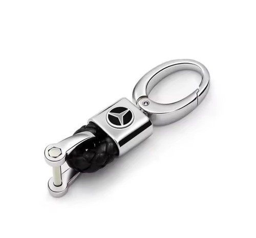 Mercedes-Benz genuine Short Braided Rope Black Leather Carabiner ...