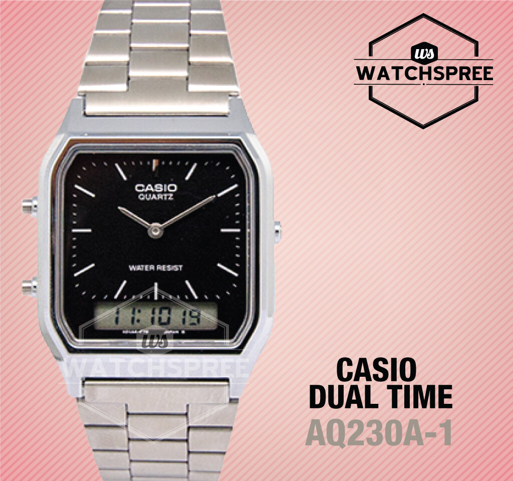 Casio Analog Digital S.Steel Band Watch AQ230A-1D AQ-230A-1 | eBay