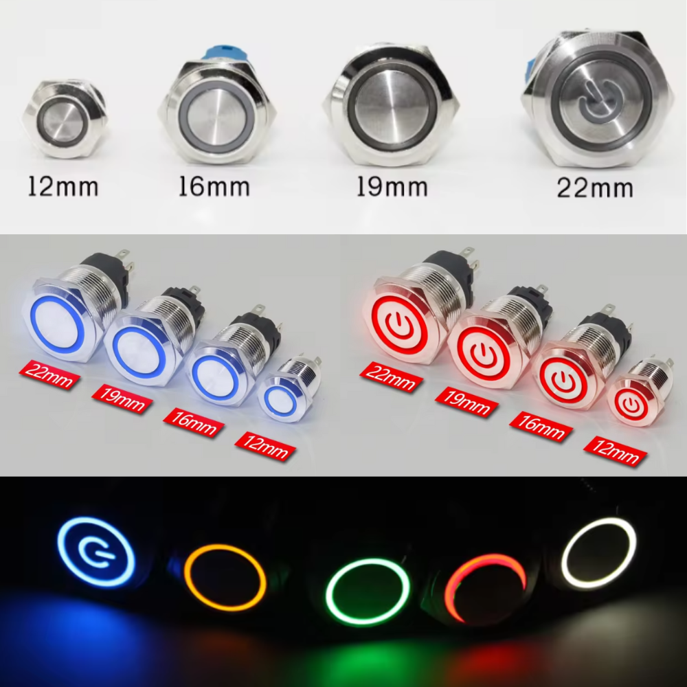 Metal Push Button Momentary Latching Switch Waterproof Power LED Boat ...