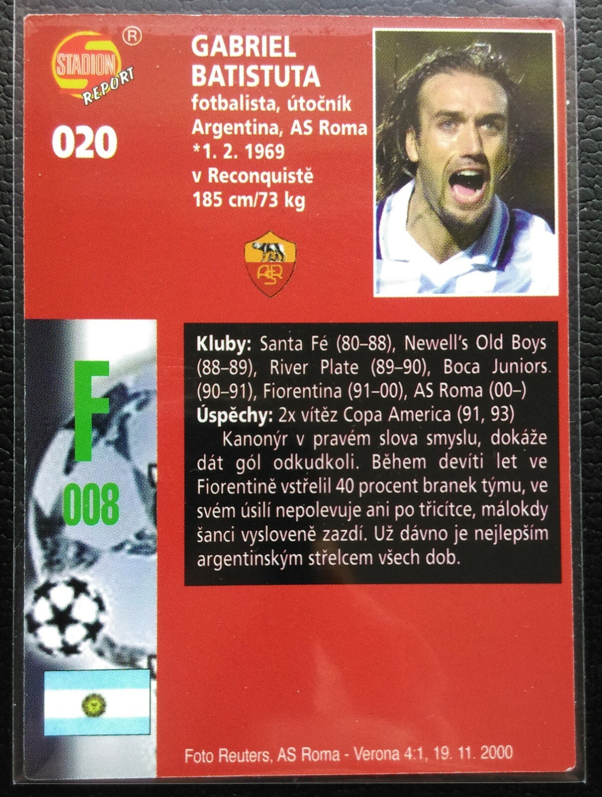 GABRIEL BATISTUTA, AS ROMA, 2000 STADION WORLD STARS, RARE SP | eBay