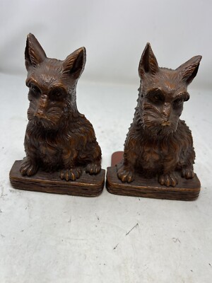 Scottish Terrier Scottie Dog Head Clay Bookends Desk Home Decor | eBay