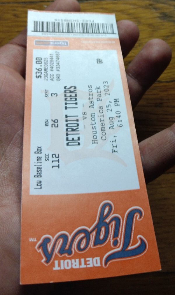 8/25/2023 Detroit Tigers vs Houston Astros Ticket Stub Parker Meadows ...