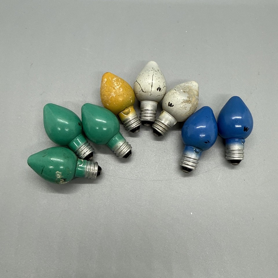 Vintage Christmas Light Bulb Lot 8 C6 Spade Painted Color Westinghouse ...