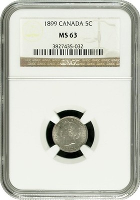Canada 5 cents 1899, NGC MS63, "Queen Victoria (1858 - 1901)" silver ...