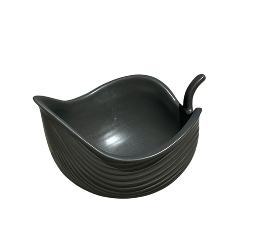 Jonathan Adler Leaf Bowl Signed Charcoal Grey Ribbed | eBay