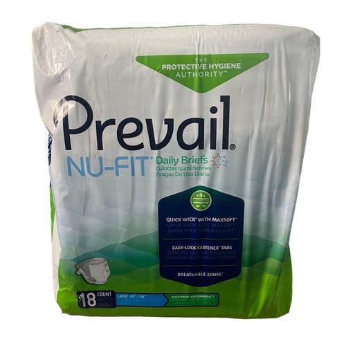 Prevail NU-FIT Daily Briefs Size Large 45"-58" Maximum Absorbency Adult ...