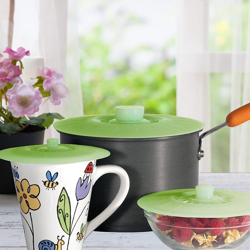 5 Pieces Silicone Fresh-Keeping Lid Silicone Sealed Fresh-Keeping Cover ...