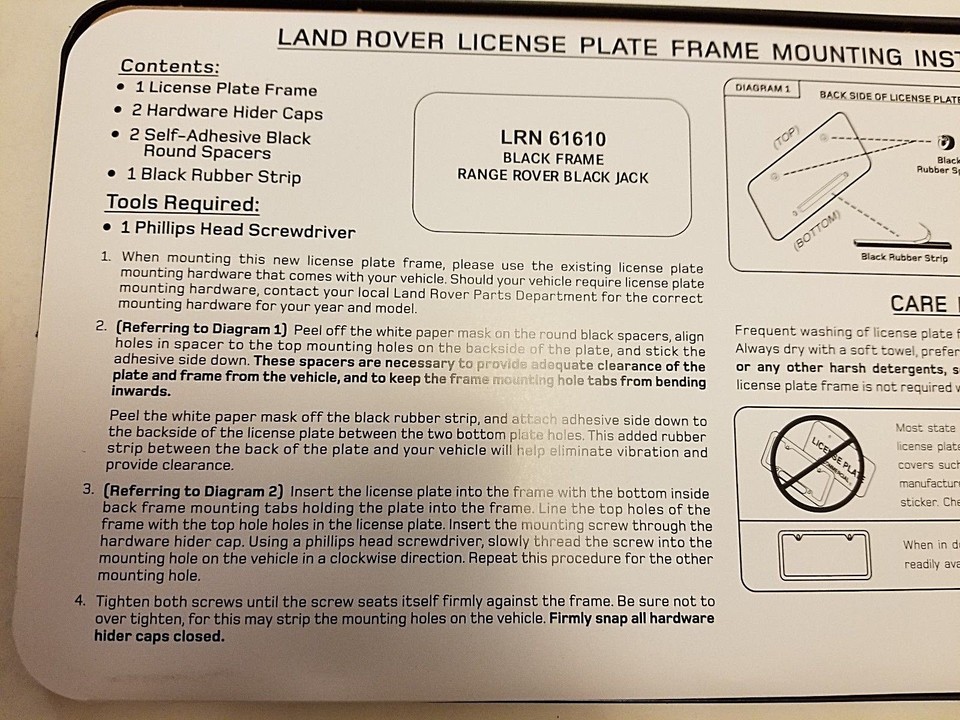 RANGE ROVER UNION JACK LICENSE LICENSE PLATE FRAME - LRN61610 | eBay